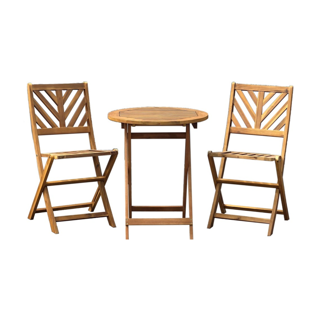 FAMIROSASET DE TABLE ROND EN BOIS ACACIA 60*72 CM +2 CHAISES - Mobilium